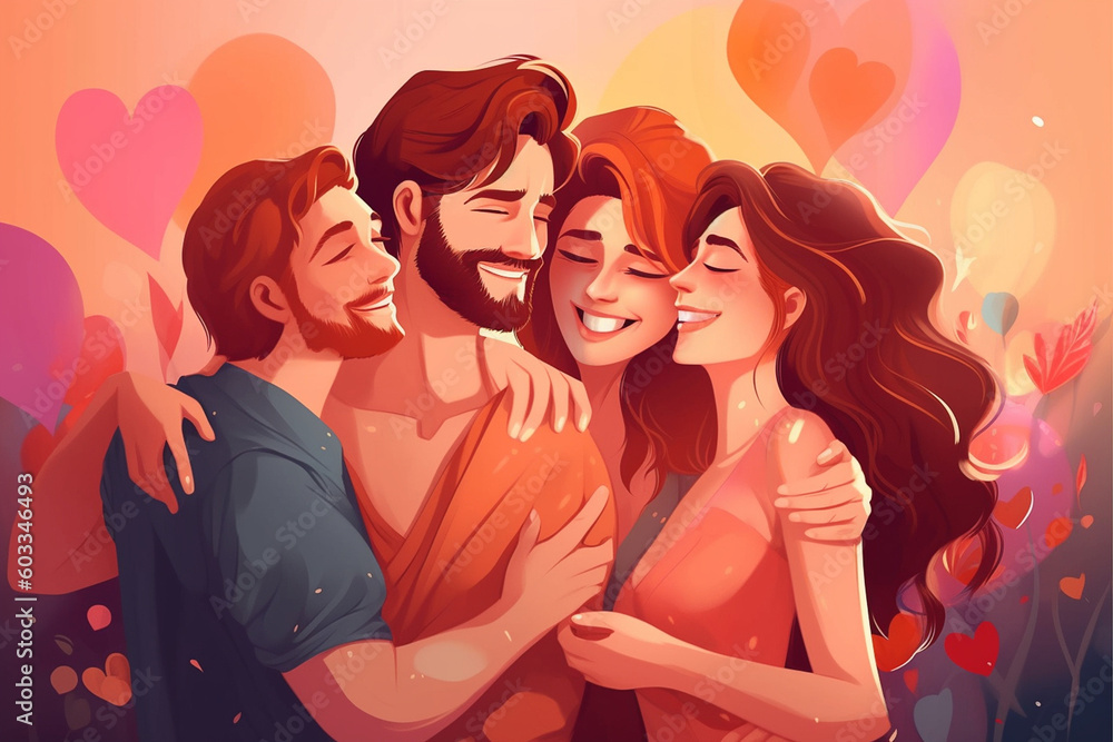 polygamy and polyamory, created by a neural network, Generative AI ...