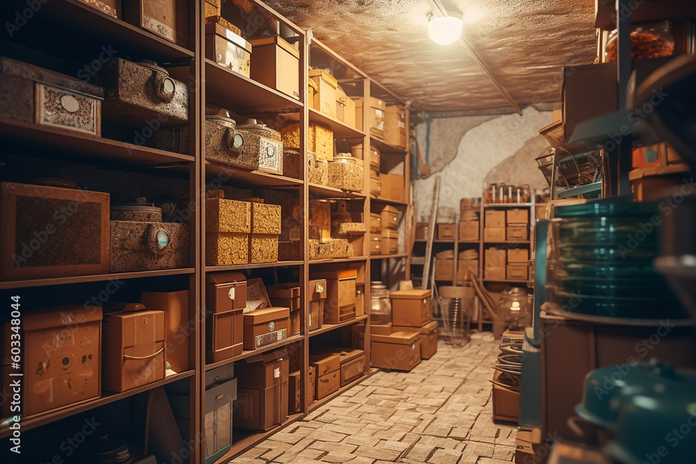 storeroom, old warehouse, created by a neural network, Generative AI ...