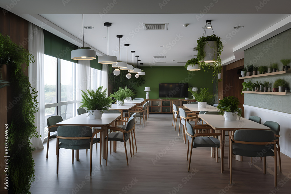 Retirement Home or Nursing Home Interior With Green Environment and TV ...