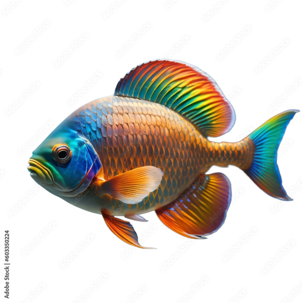 Colorful fish, rainbow fish, sea fish, isolated, transparent background ...