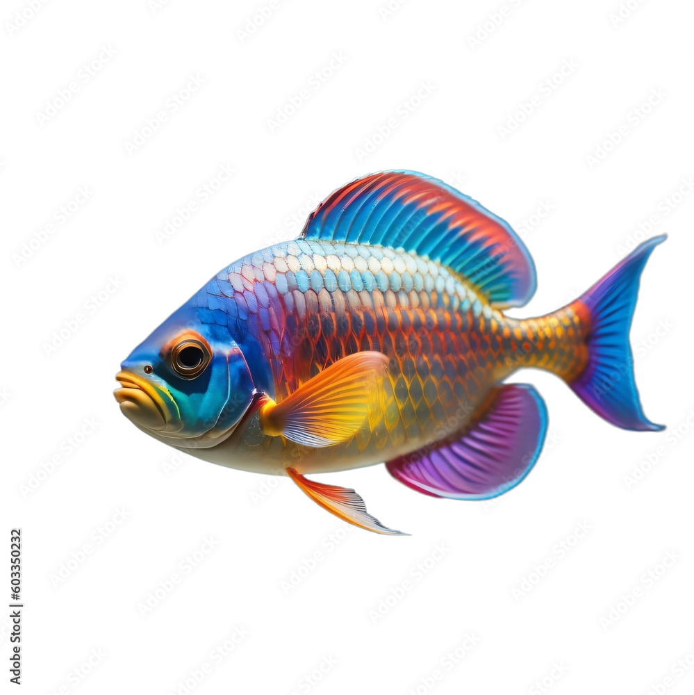 Colorful fish, rainbow fish, sea fish, isolated, transparent background ...