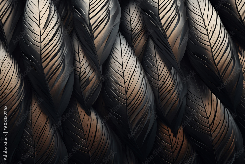 feather background pattern texture, with feathers in metallic tones and ...