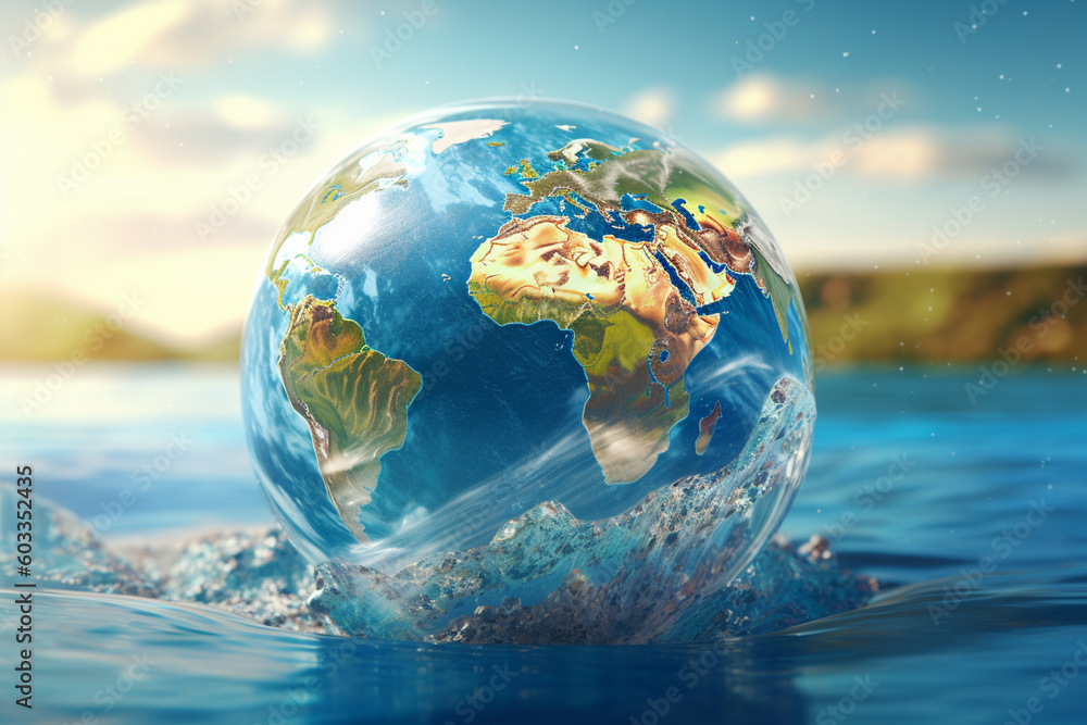 An abstract representation of Earth's natural elements, such as water ...