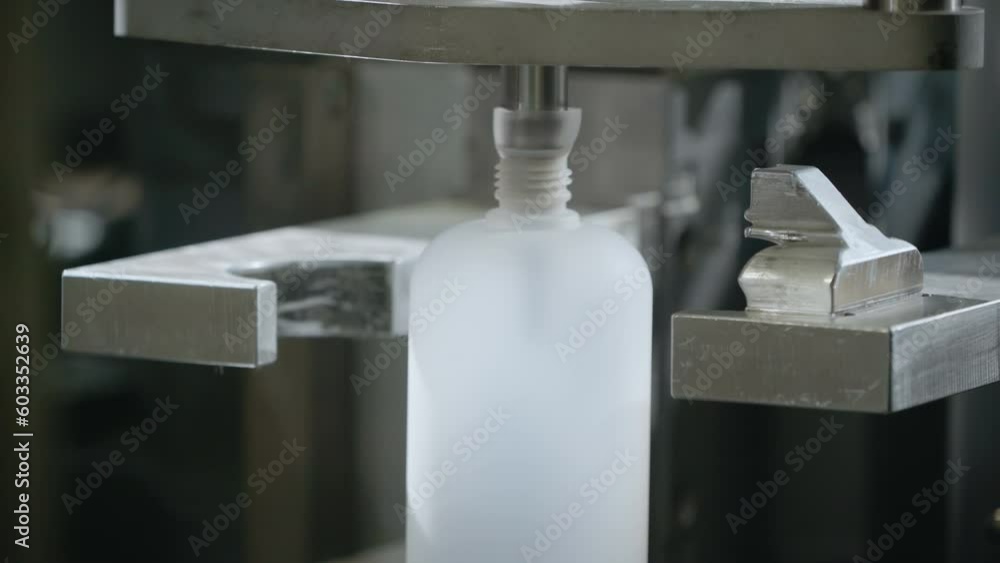 Vidéo Stock Plastic blow molding machine operating at the production ...