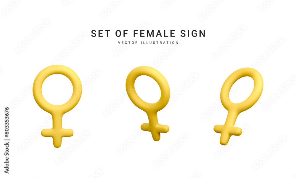 Set of 3d realistic female symbol isolated on white background ...