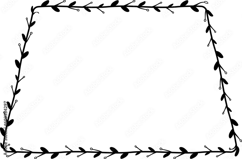 Trapezoid sheet frame isolated branches flower wreath leaf floral ...