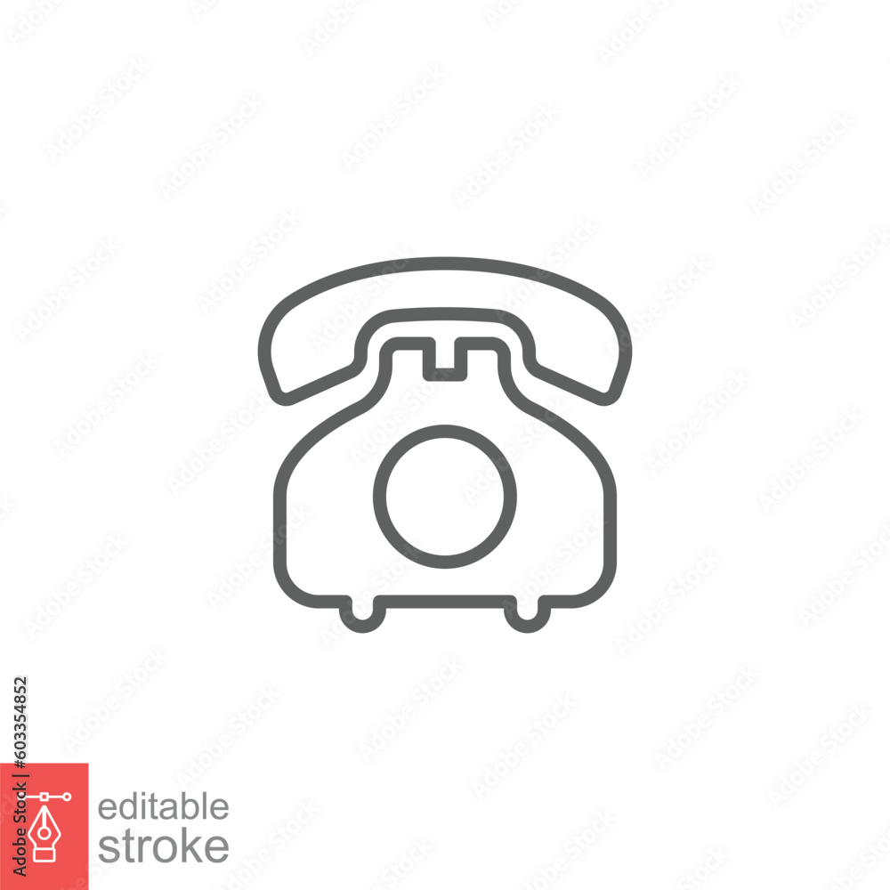 Vintage office phone icon. Simple outline style. Old, retro, classic ...