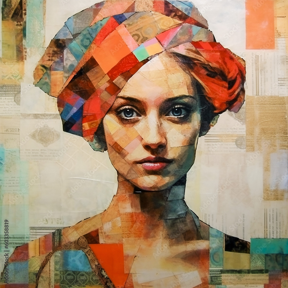 Collage of a Beautiful Woman. Generative AI. An illustration of a ...