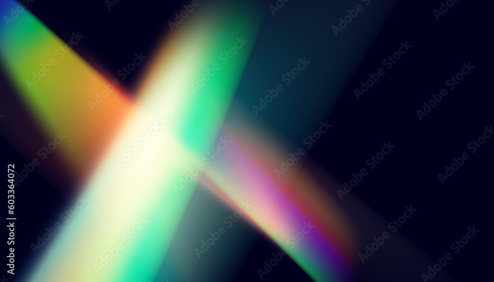 Rainbow light rays, lens flare, reflection effect from crystal, glass ...