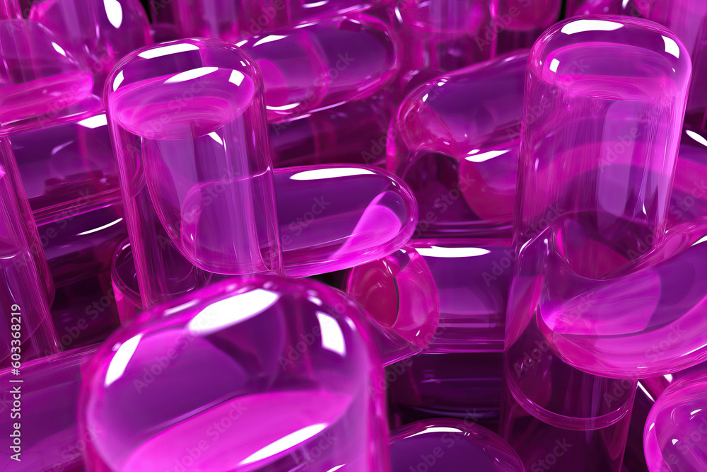 Generative AI illustration of transparent shiny pink colored glass ...