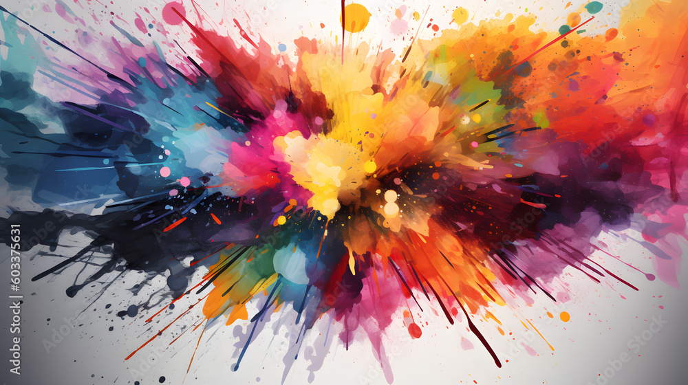 An abstract and vibrant watercolor background with bold strokes in rich ...