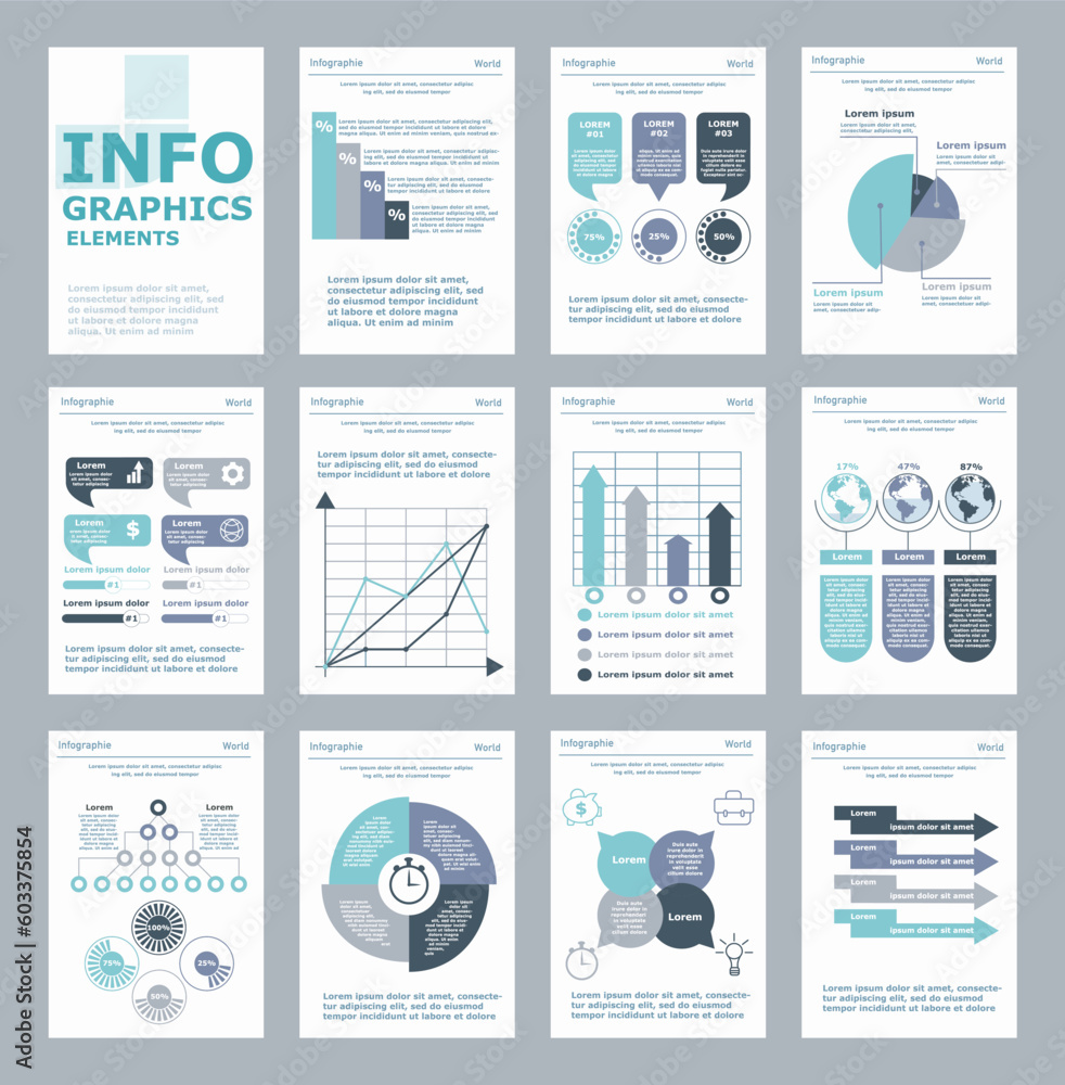 Info banners set. Collection of infographics with graphs and charts ...