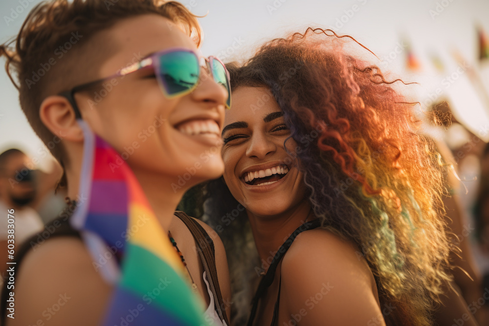 Beautiful Generative AI Couple at LGBTQ+ Gay Pride Parade in Tel Aviv ...