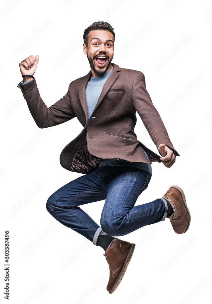 Handsome smiling young man celebrating isolated in transparent PNG ...