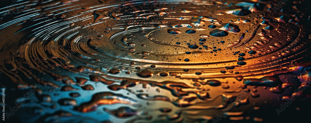 Generative AI illustration of abstract water drops scattered and merged ...
