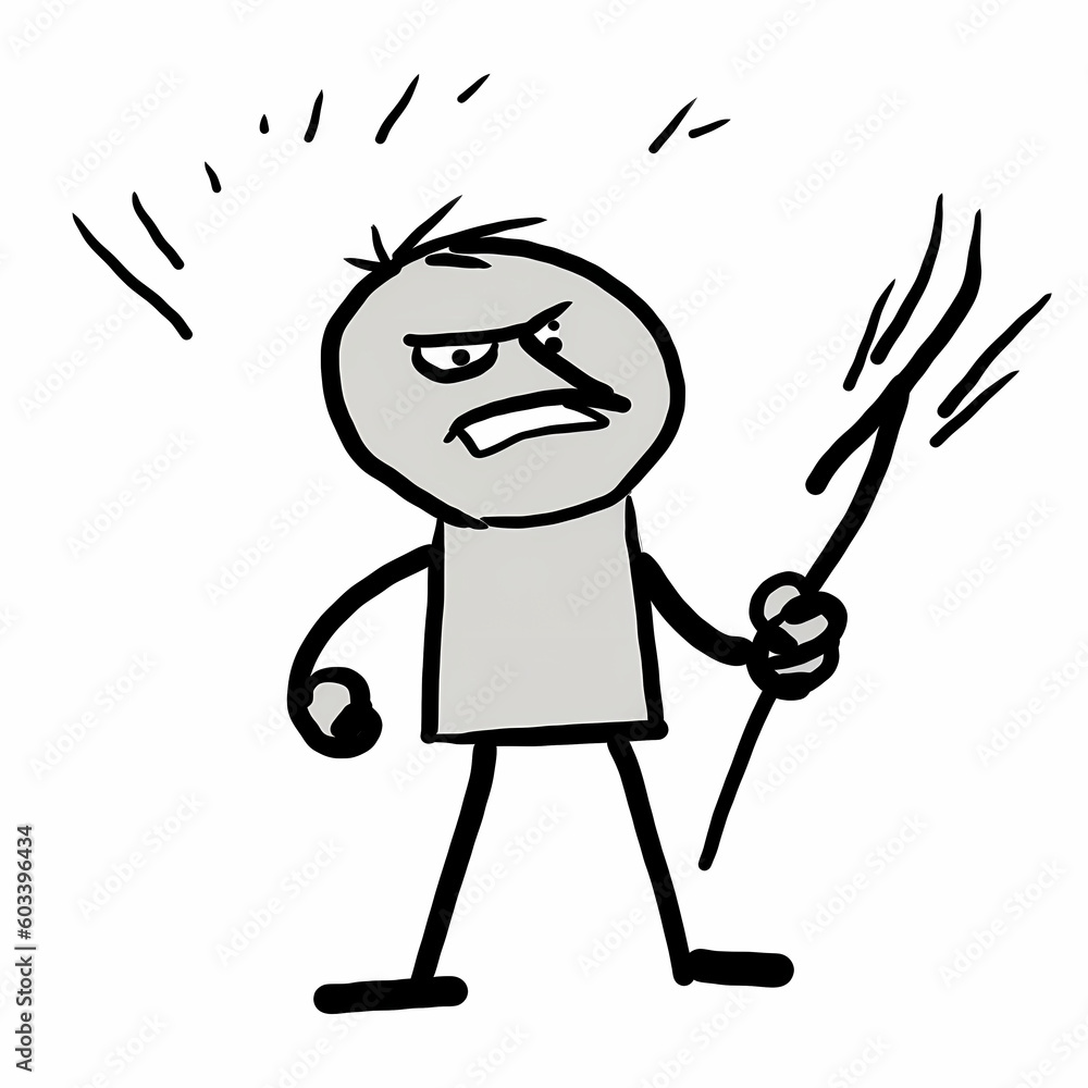 Angry Stick Man Cartoon. Generative AI Stock Illustration | Adobe Stock