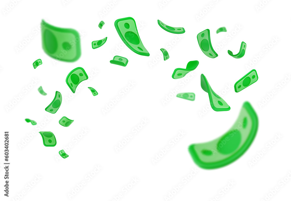 Falling dollars currency 3d cartoon illustration. Isolated cartoon US ...