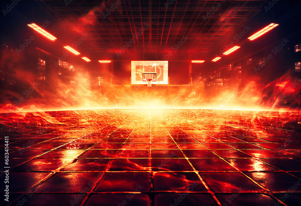 fire basketball court concept illustration Stock Illustration | Adobe Stock