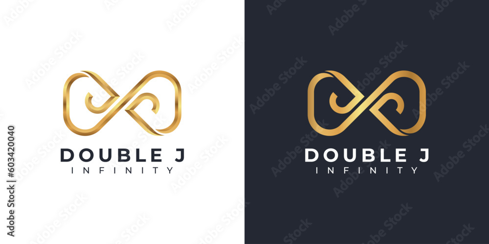 Letter J Infinity Logo design and Gold Elegant symbol for Business ...