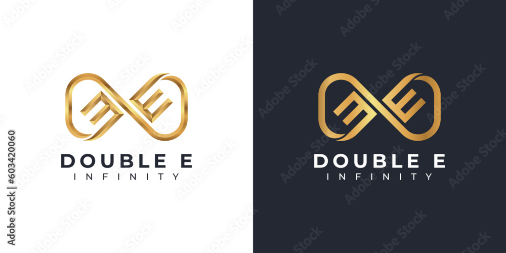 Letter E Infinity Logo design and Gold Elegant symbol for Business ...