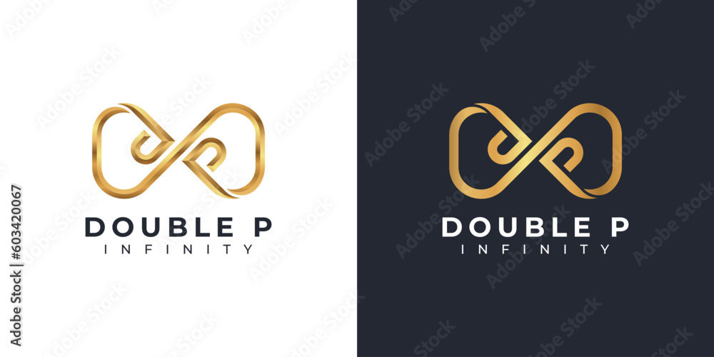 Letter P Infinity Logo design and Gold Elegant symbol for Business ...
