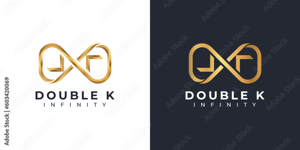 Vetor de Letter K Infinity Logo design and Gold Elegant symbol for Business Company Branding and ...