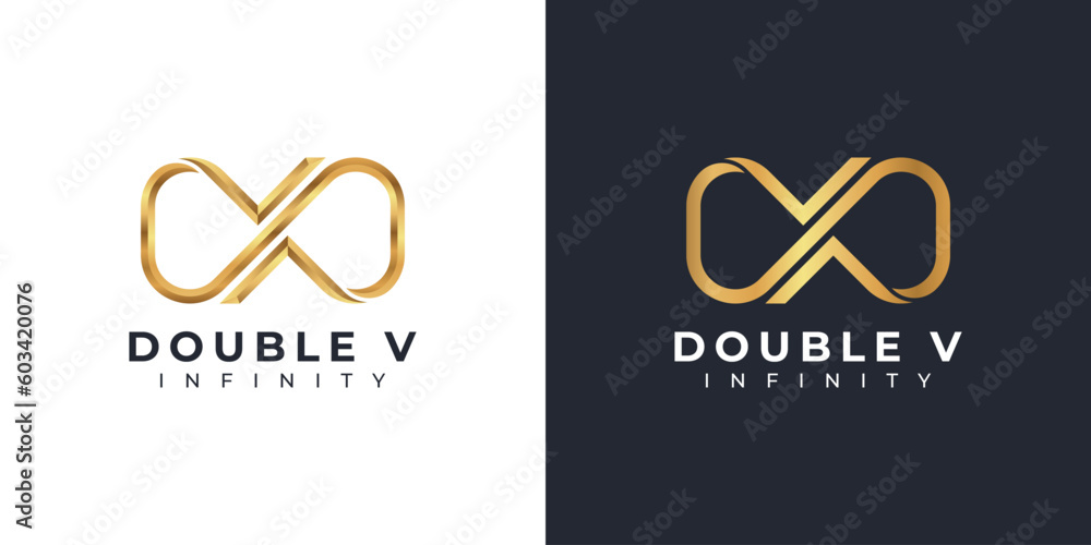 Letter V Infinity Logo design and Gold Elegant symbol for Business ...