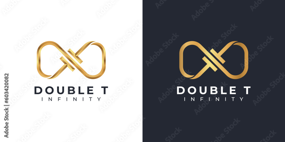 Letter T Infinity Logo design and Gold Elegant symbol for Business ...
