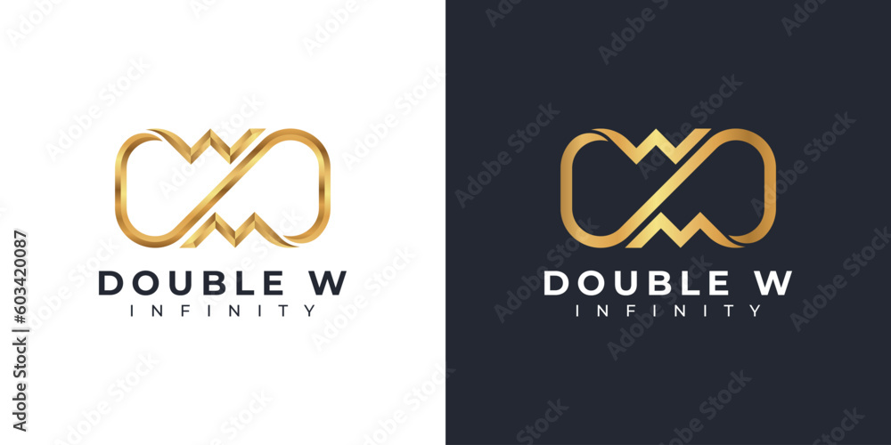 Letter W Infinity Logo design and Gold Elegant symbol for Business ...