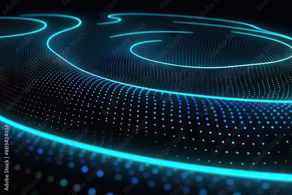 Generative AI illustration of abstract visual background with glowing ...