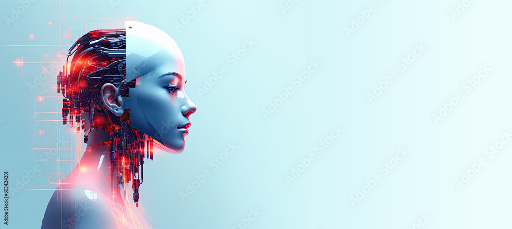 Artificial intelligence and humanoid head with neural network, quantum ...