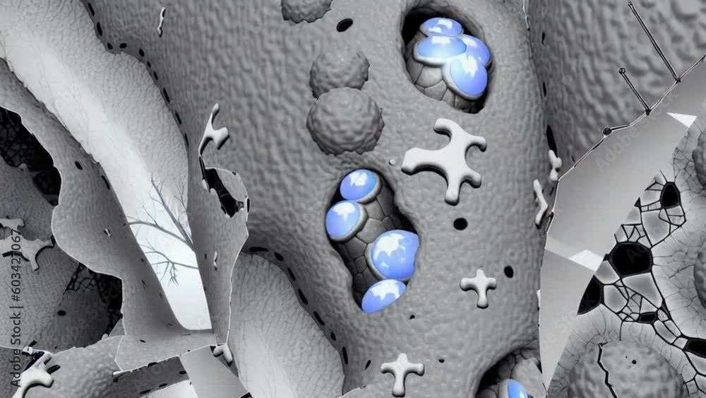 Generative ai animation of mutation of cells. Life creation or cancer ...