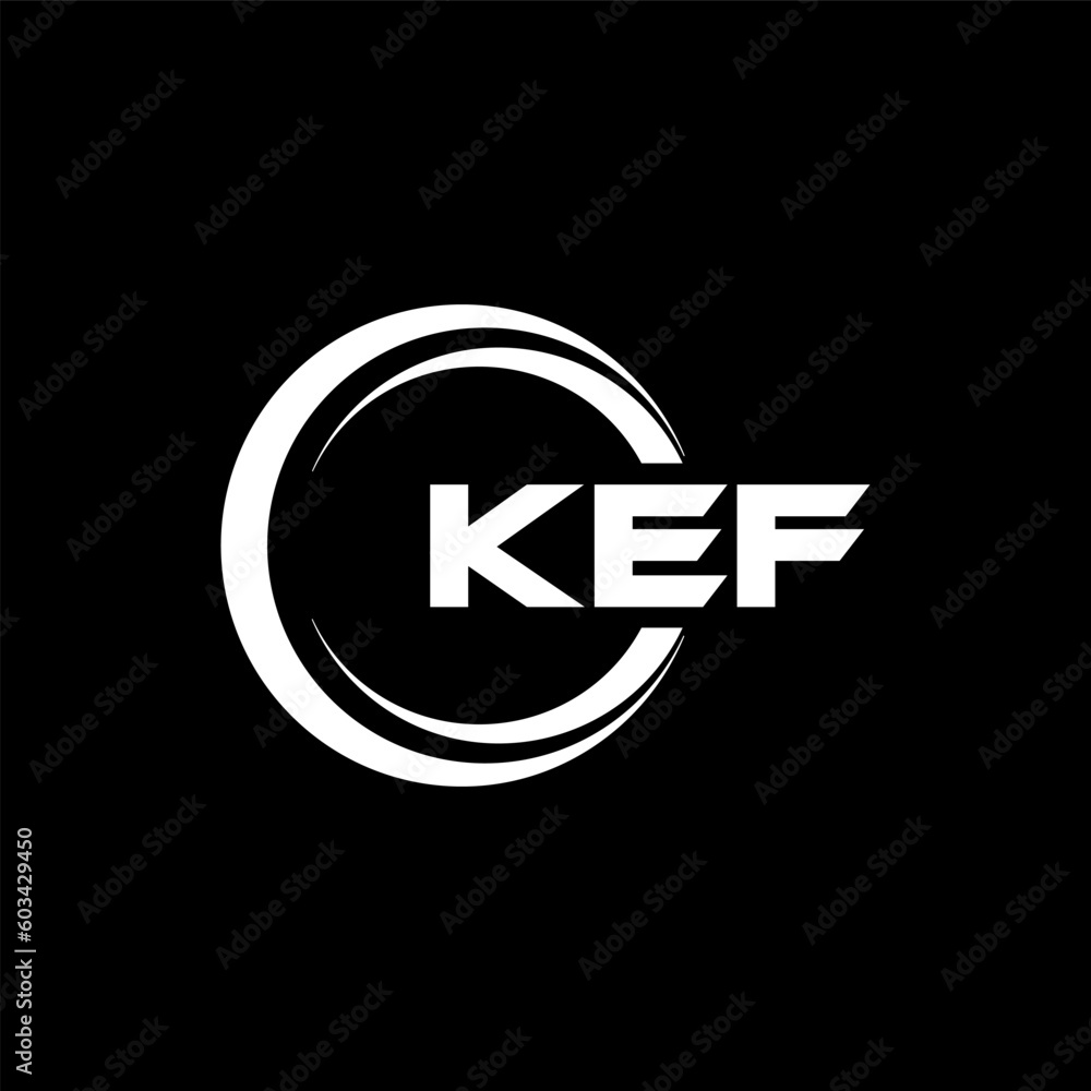 KEF letter logo design with black background in illustrator, cube logo ...