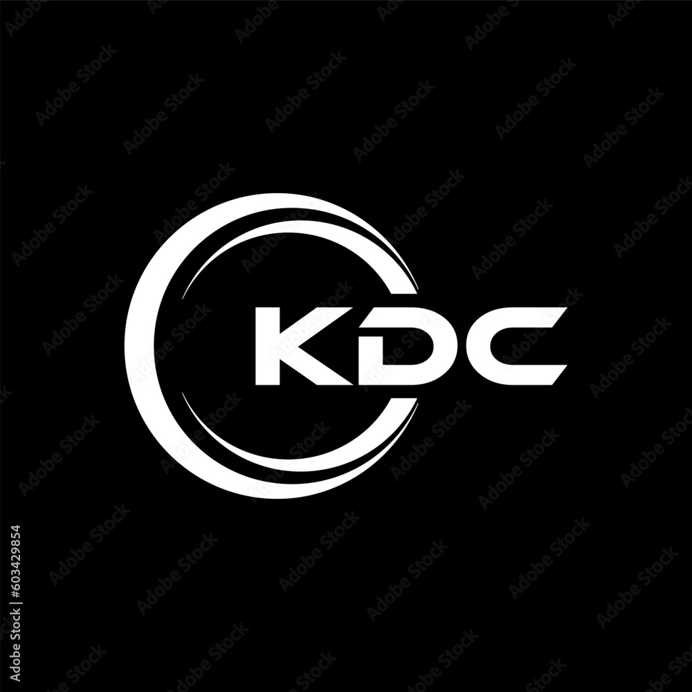 Vecteur Stock KDC letter logo design with black background in ...