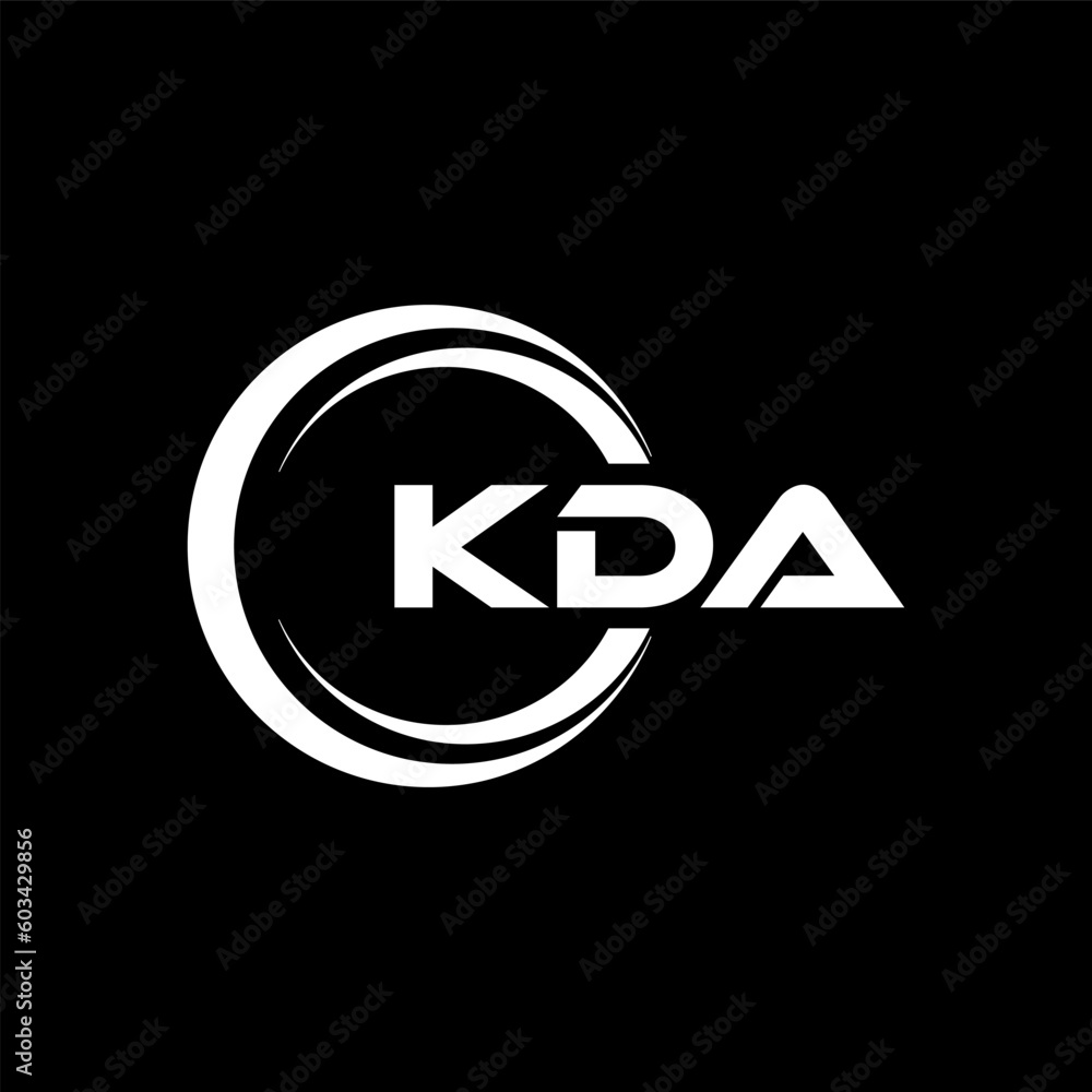 KDA letter logo design with black background in illustrator, cube logo ...