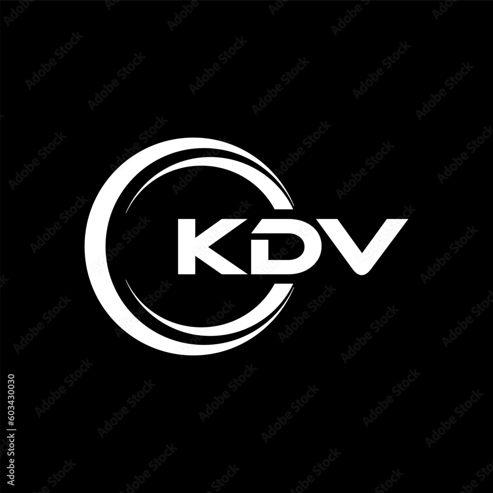 KDV letter logo design with black background in illustrator, cube logo ...