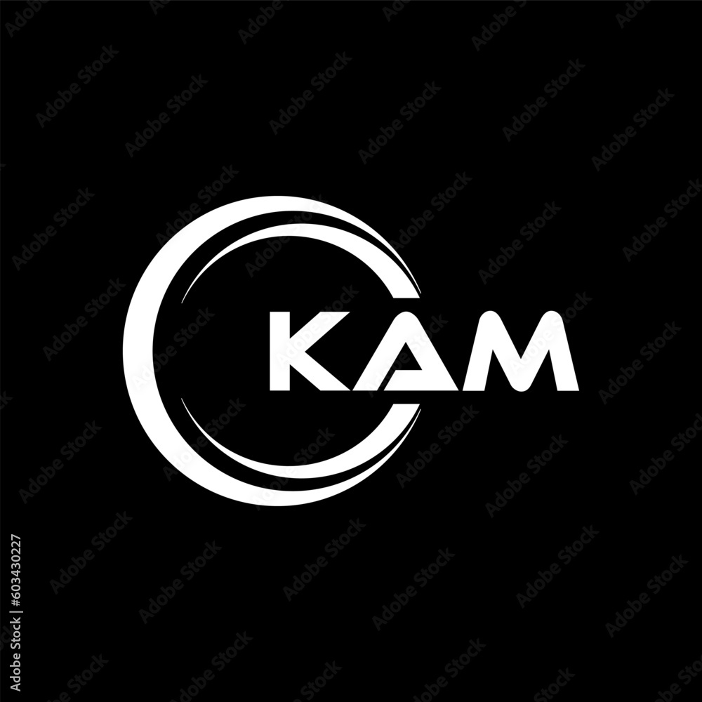 KAM letter logo design with black background in illustrator, cube logo, vector logo, modern ...