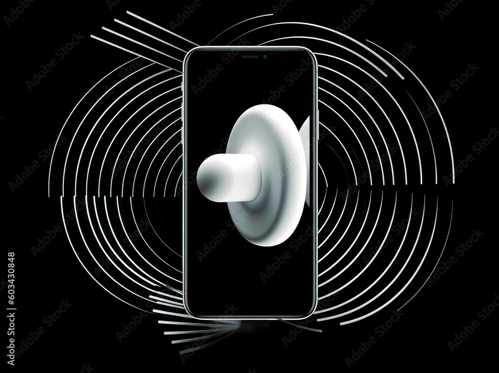 Mobile phone icon with sound waves. Mobile phone graphic. Generative Ai ...