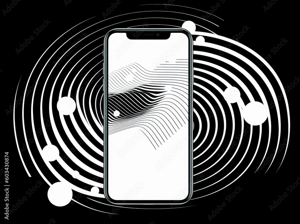 Mobile phone icon with sound waves. Mobile phone graphic. Generative Ai ...