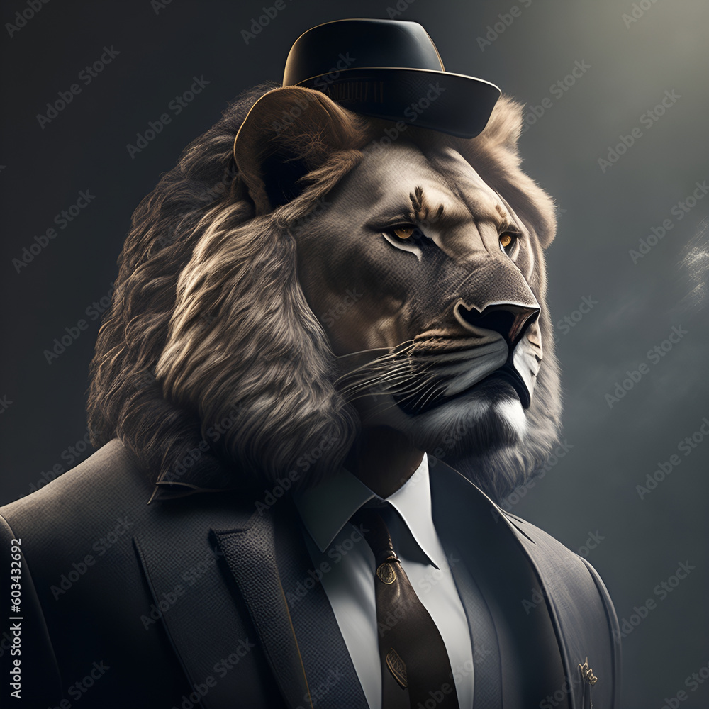 Man in the form of a Lion mammal Mafia style The Lion person , animal ...