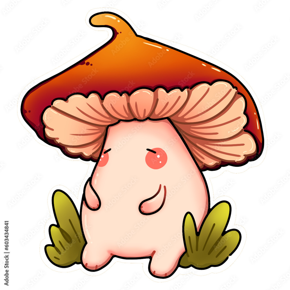 Sleeping mushroom. Illustration of a cute and funny mushroom. Sleeping ...
