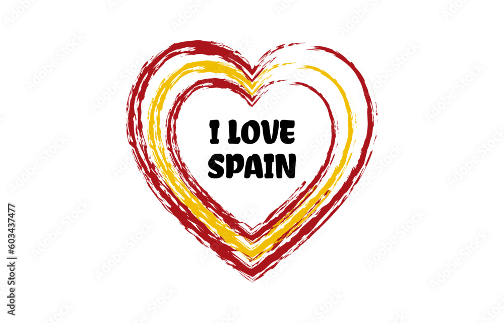 I love Spain heart brush style logo with national flag colors ...
