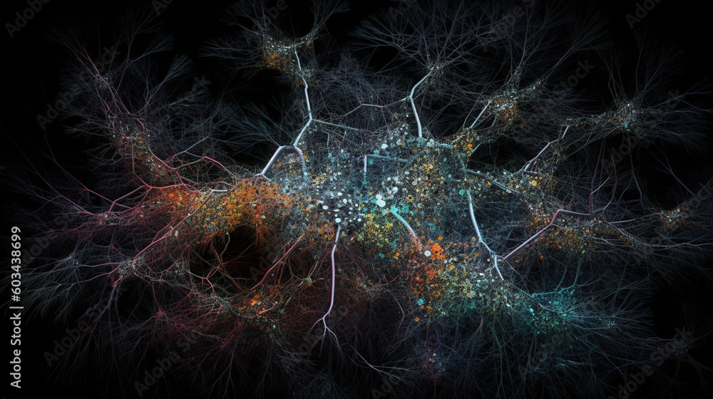 A visualization of interconnected neurons in the brain, representing ...