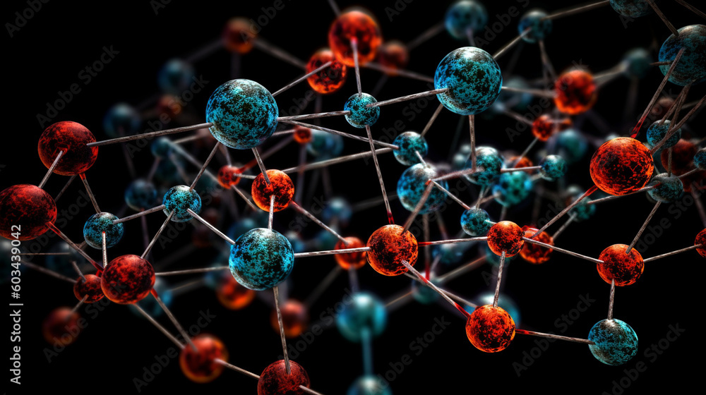 A network of interconnected molecules, illustrating chemical ...