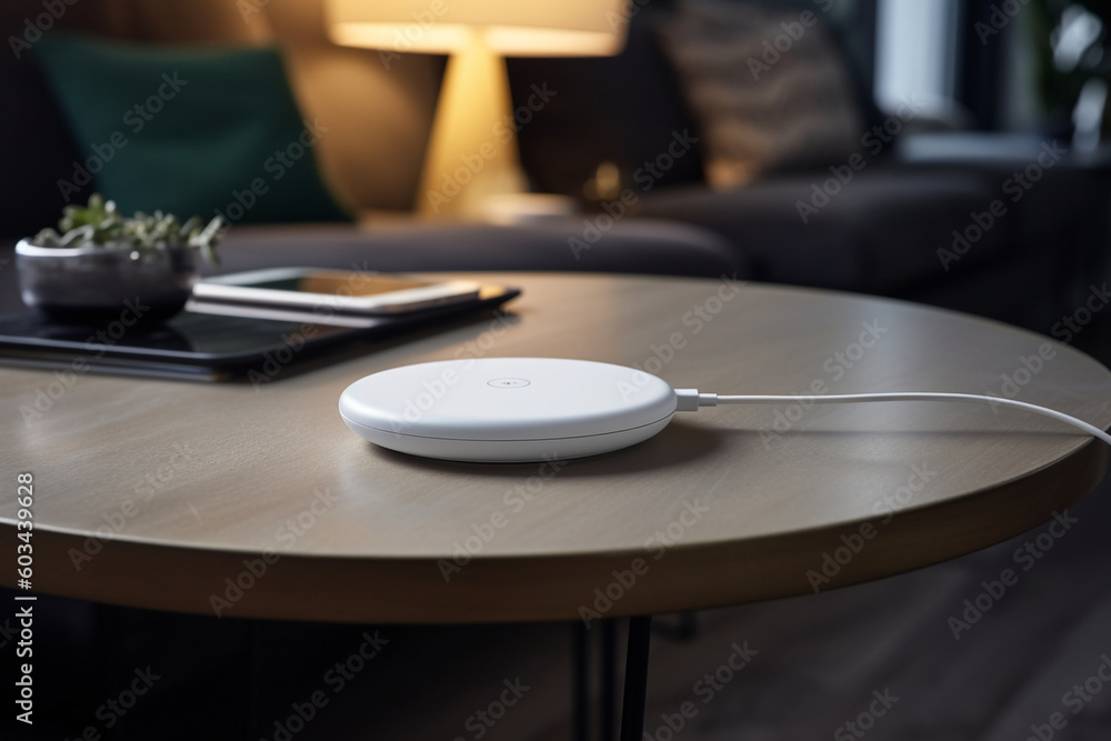 A simple and elegant composition of a wireless charging pad with a ...