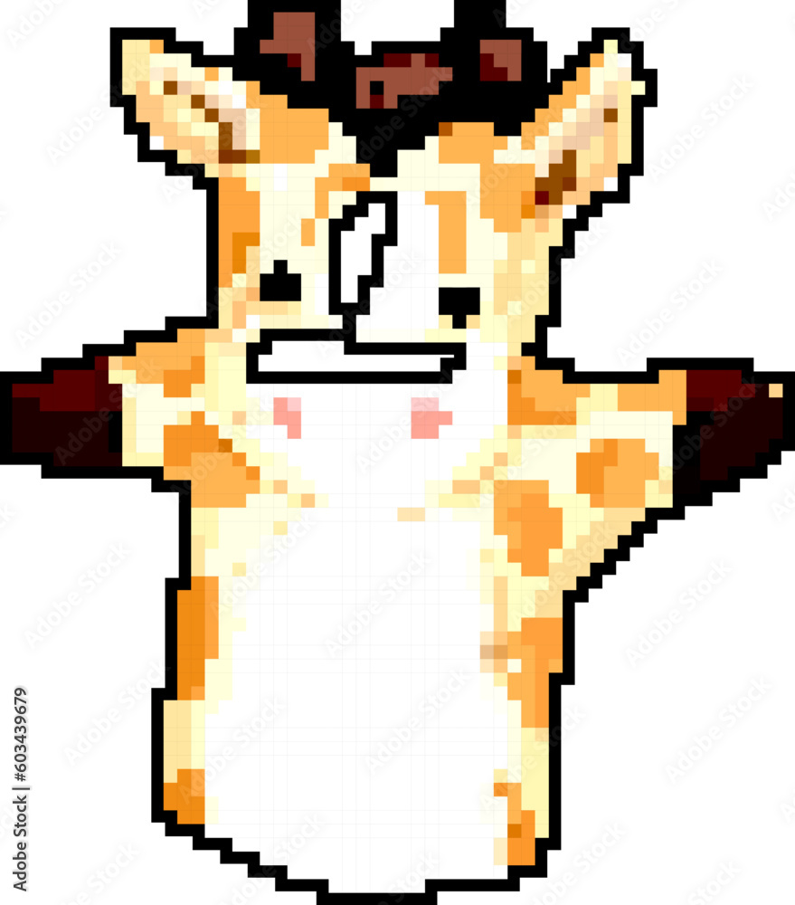 Vetor de cow hand puppet game pixel art retro vector. bit cow hand ...