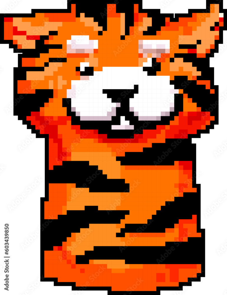 Vetor de tiger hand puppet game pixel art retro vector. bit tiger hand ...