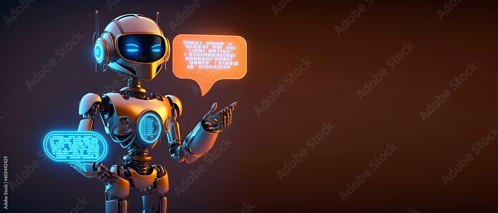 Talking robot with artificial intelligence. Concept of chatbot. AI ...