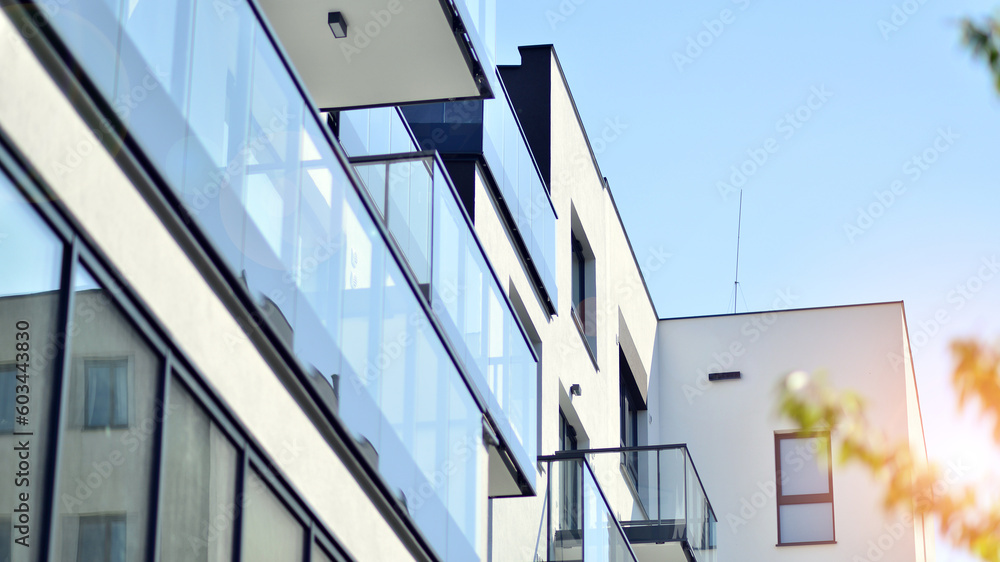Apartment building with bright facades. Modern minimalist architecture ...