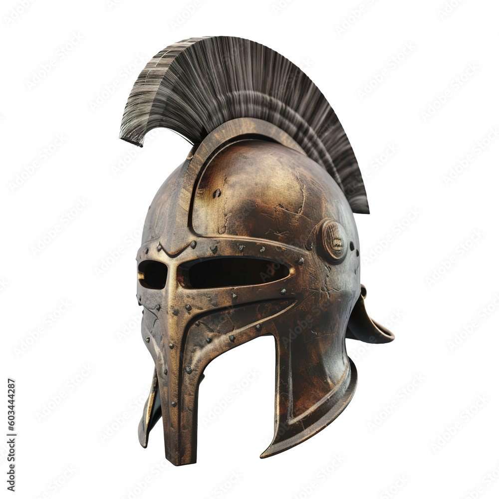 side view of damaged ancient greek spartan helmet Medieval armor ...